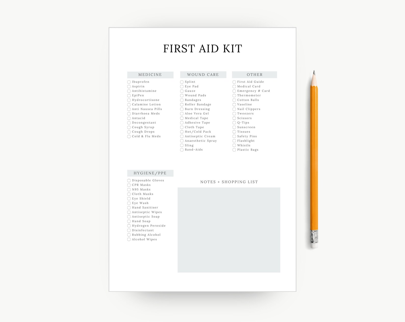 First Aid Kit, First Aid Checklist, Checklist Printable, Survival Kit ...
