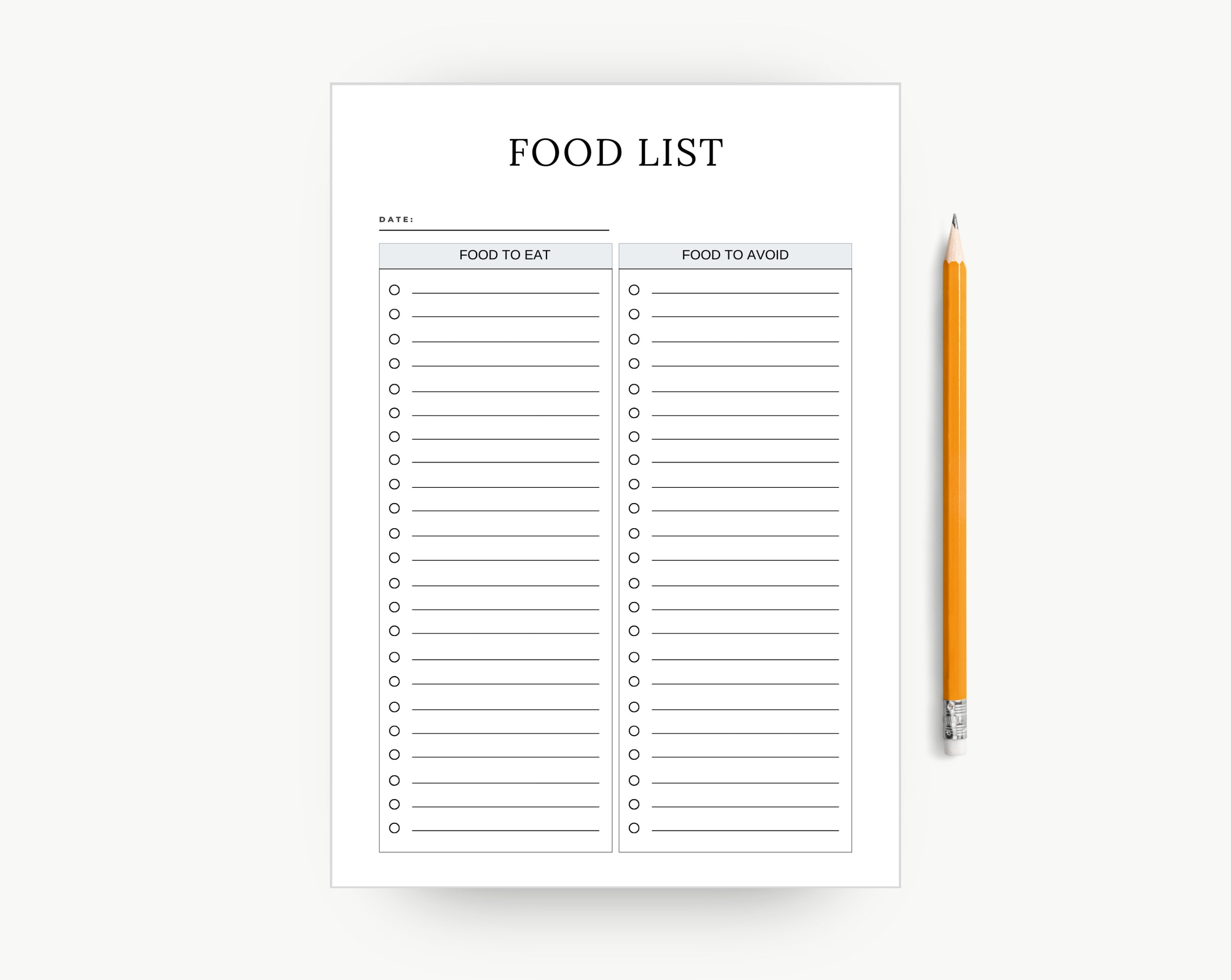Delicious Food List Printables Instant Download for Meal Planning ...