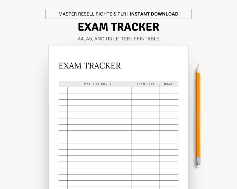 Exam Tracker Printables - Organize Your Study Journey With Instant ...