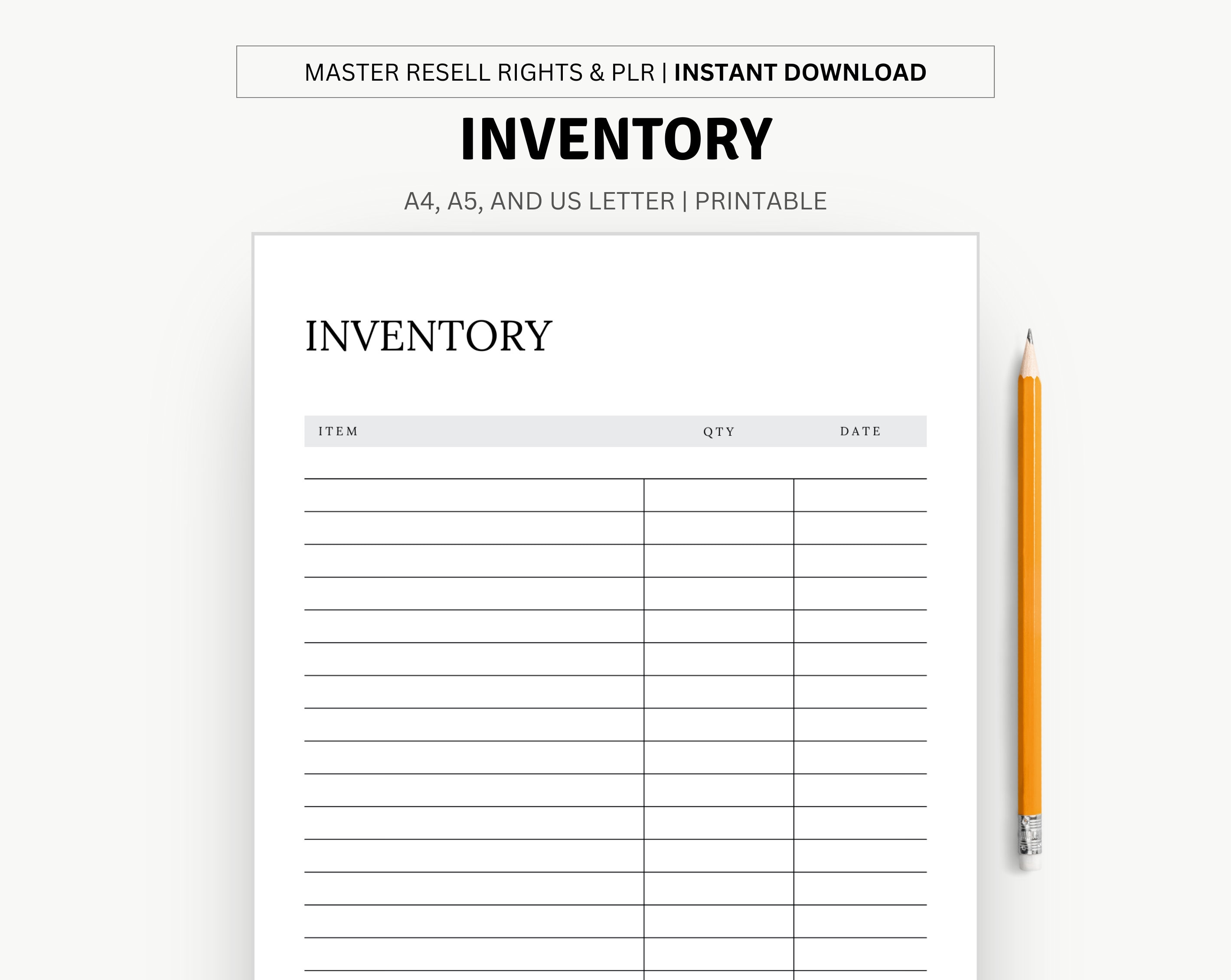 Printable Inventory Tracker Planner Page, Inventory Management, Product ...