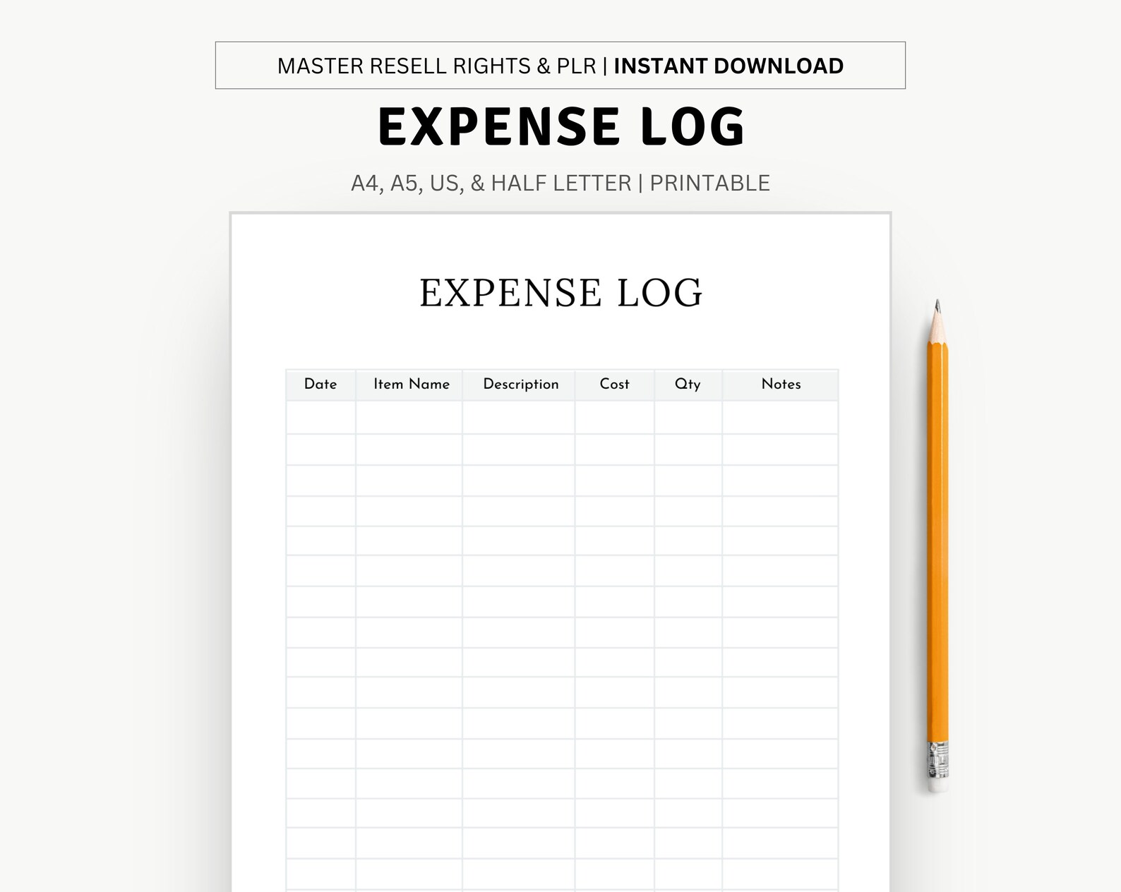 Printable Expense Log Planner, Expense Tracker, Expense Log, Spending ...