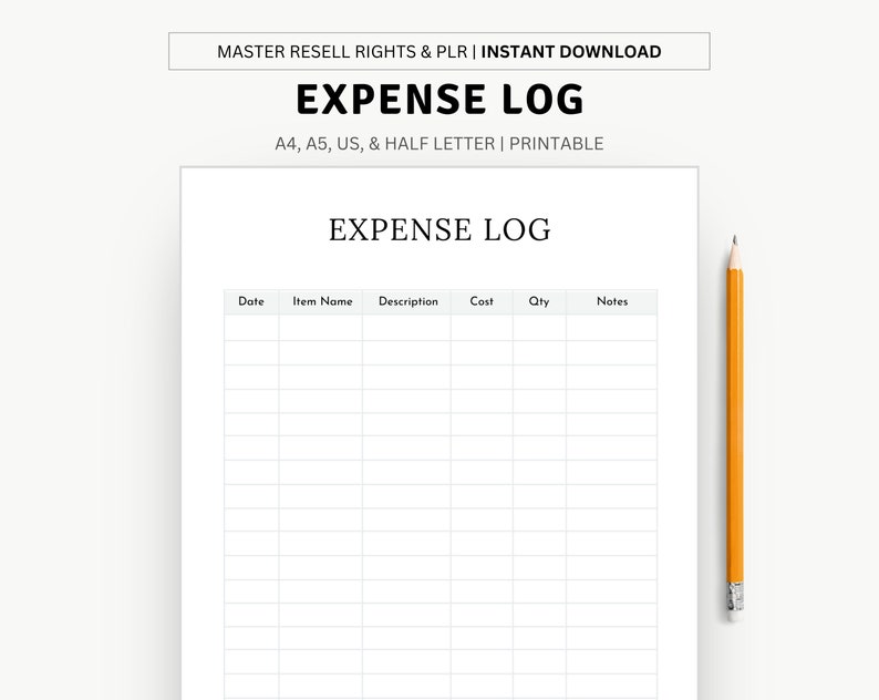 Printable Expense Log Planner, Expense Tracker, Expense Log, Spending ...