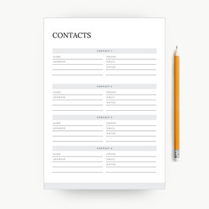 Printable Contacts List Contact Organizer Address Book Contact ...