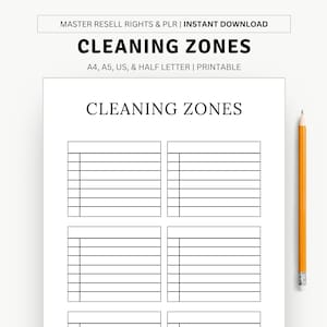 Cleaning Zones Cleaning Checklist Printable Cleaning Planner Cleaning ...