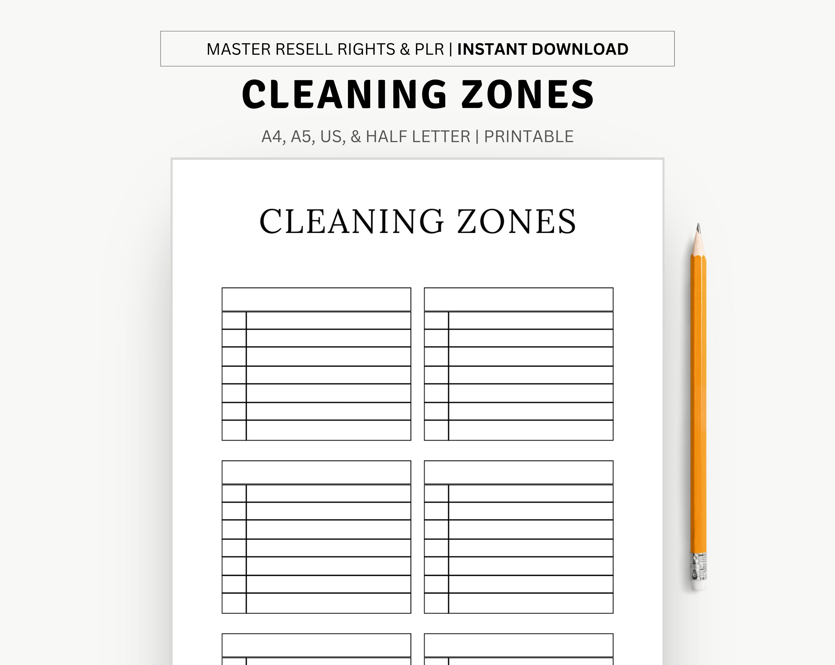 Cleaning Zones Cleaning Checklist Printable Cleaning Planner Cleaning ...