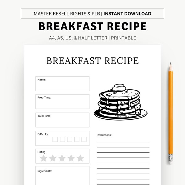 Breakfast Recipe - Etsy