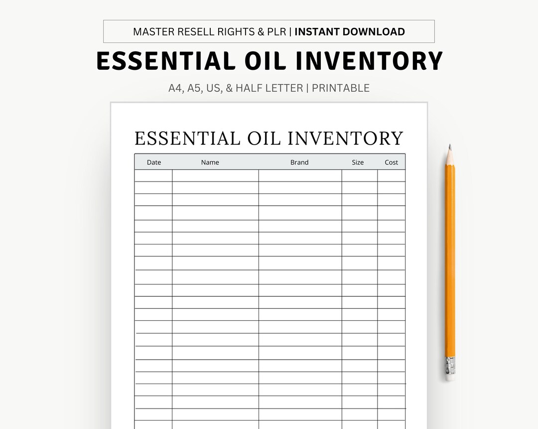 Printable Essential Oil Inventory Tracker, Essential Oils Inventory ...