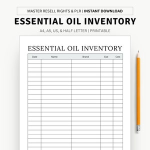 Printable Essential Oil Inventory Tracker, Essential Oils Inventory ...
