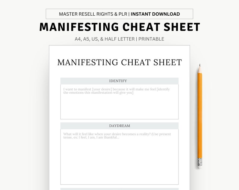 Printable Manifesting Cheat Sheet Planners - Instant Download - Home ...