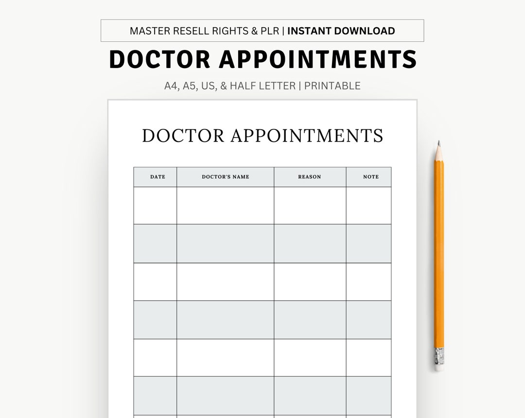 Printable DOCTOR APPOINTMENTS Planner Page - Instant Download for ...