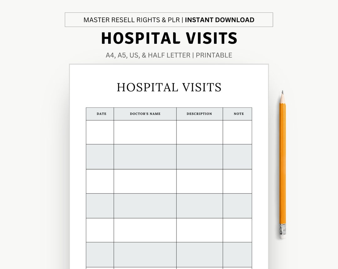 Hospital Visits Printable Planner Page - Stay Organized With Our ...