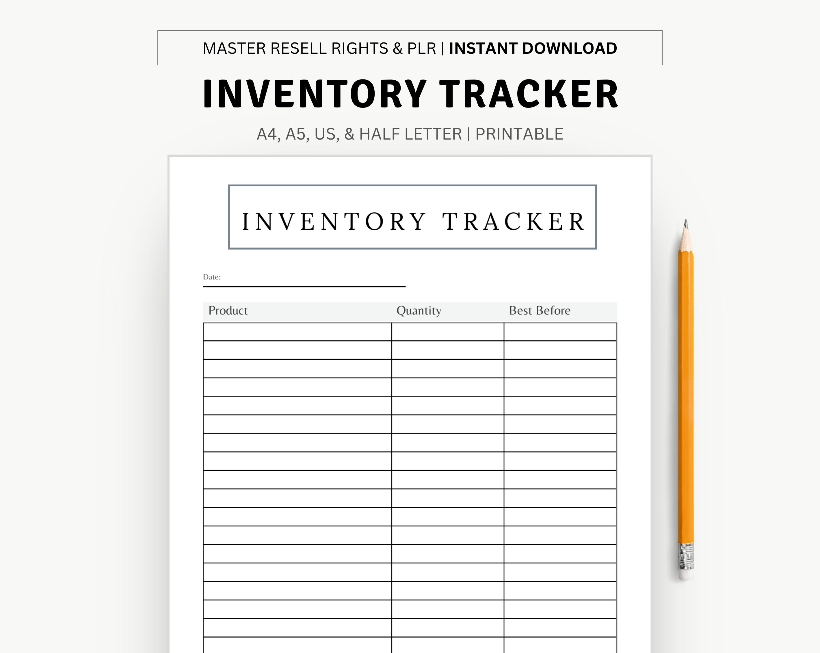 Digital Inventory Tracker Recipe Card, Inventory Management, Product ...