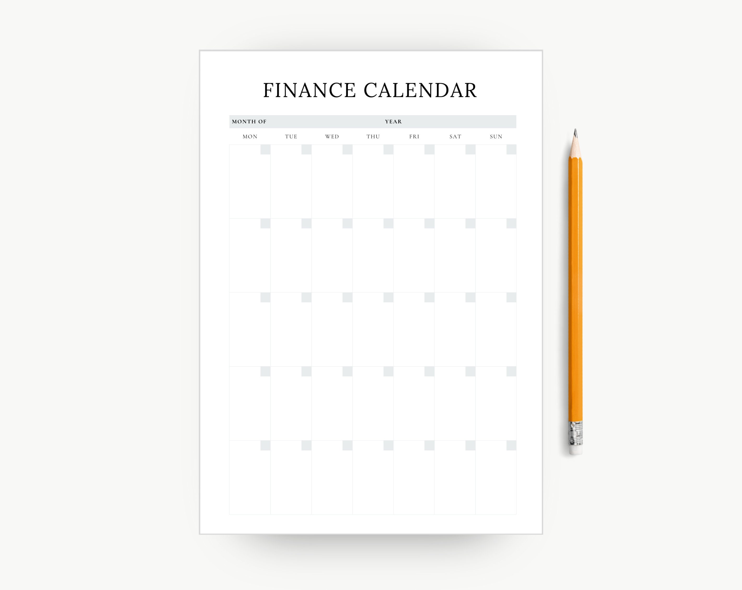Printable Financial Calendar Planner Page, Budget Tracker, Financial ...