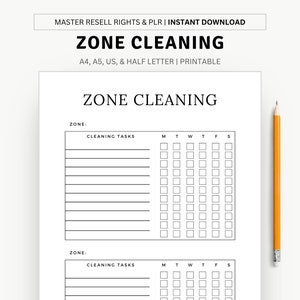 Zone Cleaning Cleaning Checklist Printable Cleaning Planner Cleaning ...