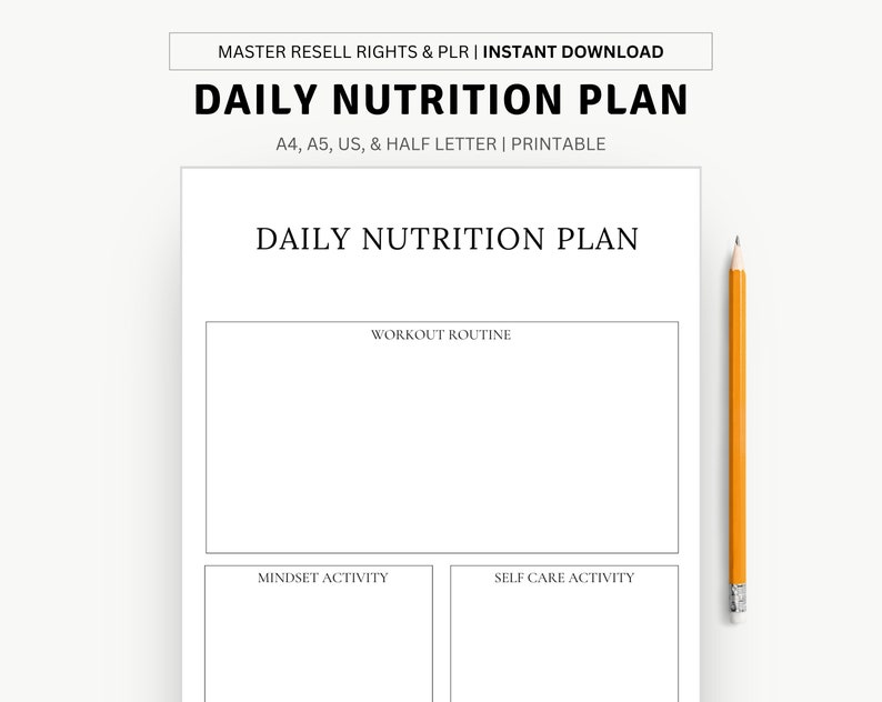 Daily Nutrition Plan Printable, Nutrition Template, Daily Nutrition ...