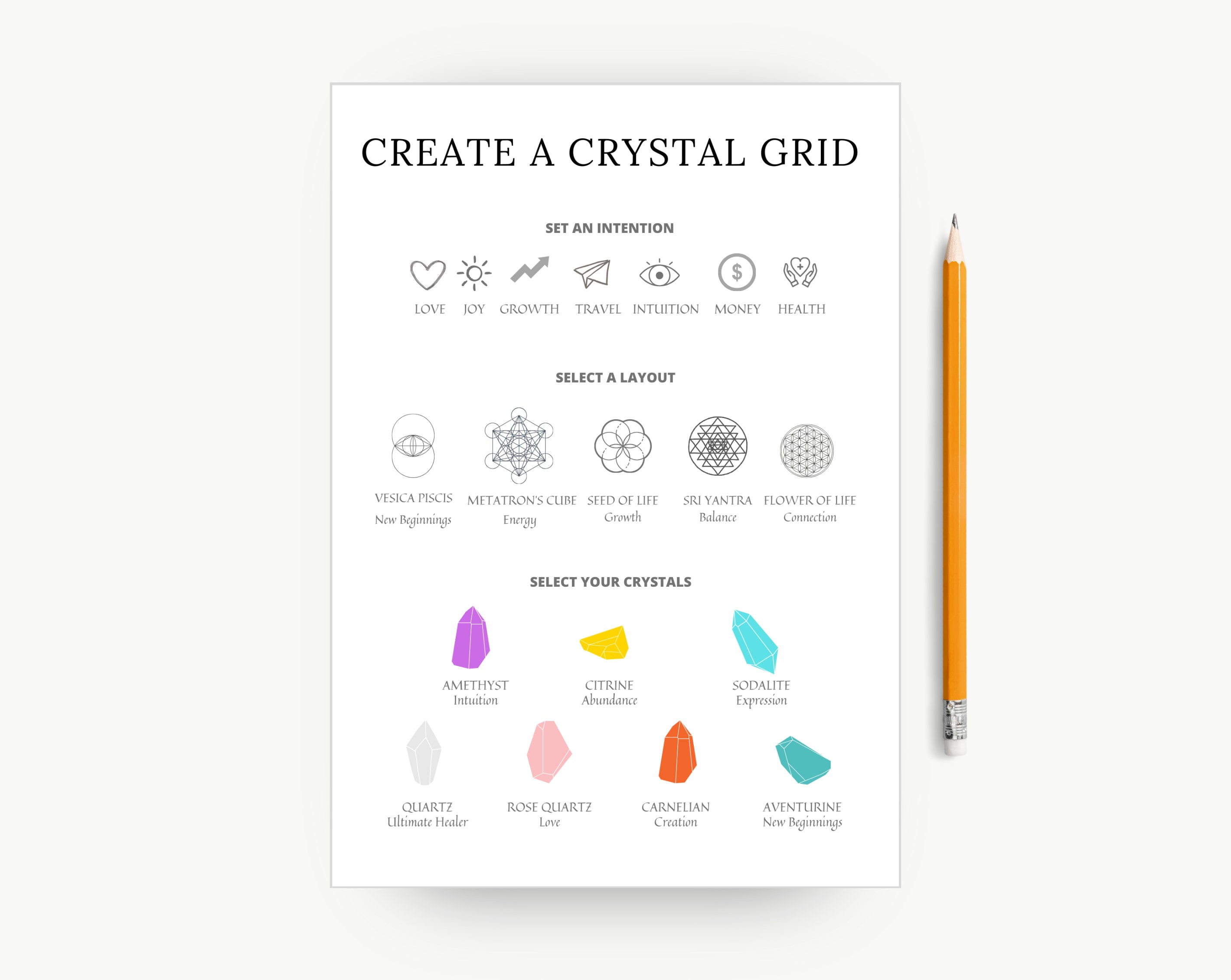 Create a Crystal Grid Printable - Instant Download for Quick Start - Etsy