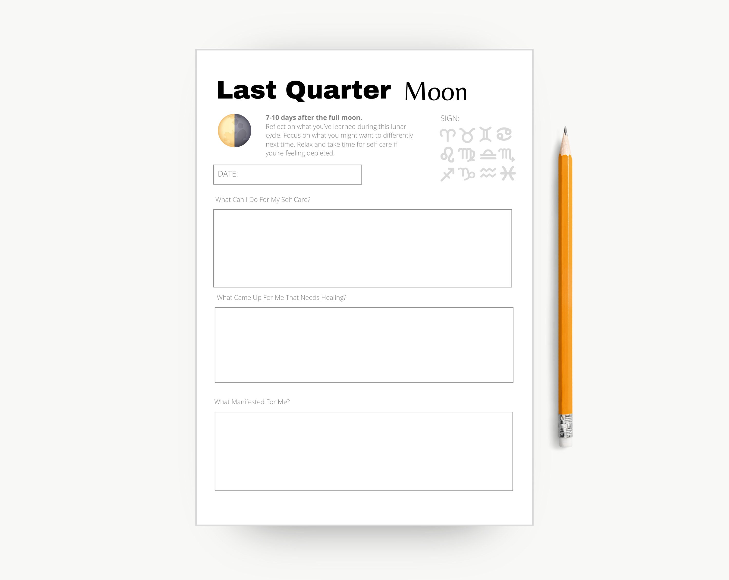 Printable Last Quarter Moon Art Instant Download for Quick Start - Etsy