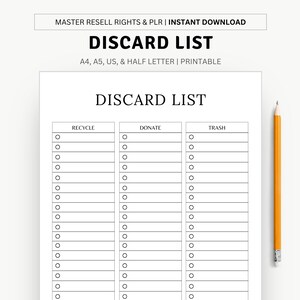 Printable Discard List Planner Page, Digital Planner, Editable Discard ...