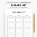 Printable Discard List Planner Page, Digital Planner, Editable Discard ...