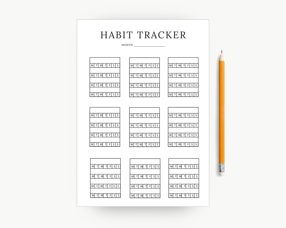 Monthly Habit Tracker Printable Planner Pages Daily Productivity Work ...