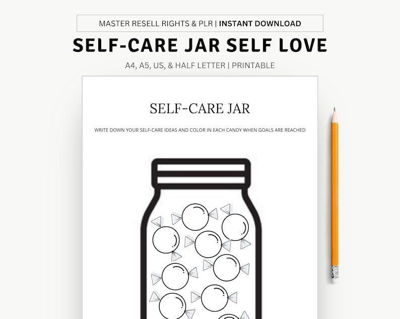 Printable Self-care Jar Self Love Planners - A4, A5, US Letter, Half ...
