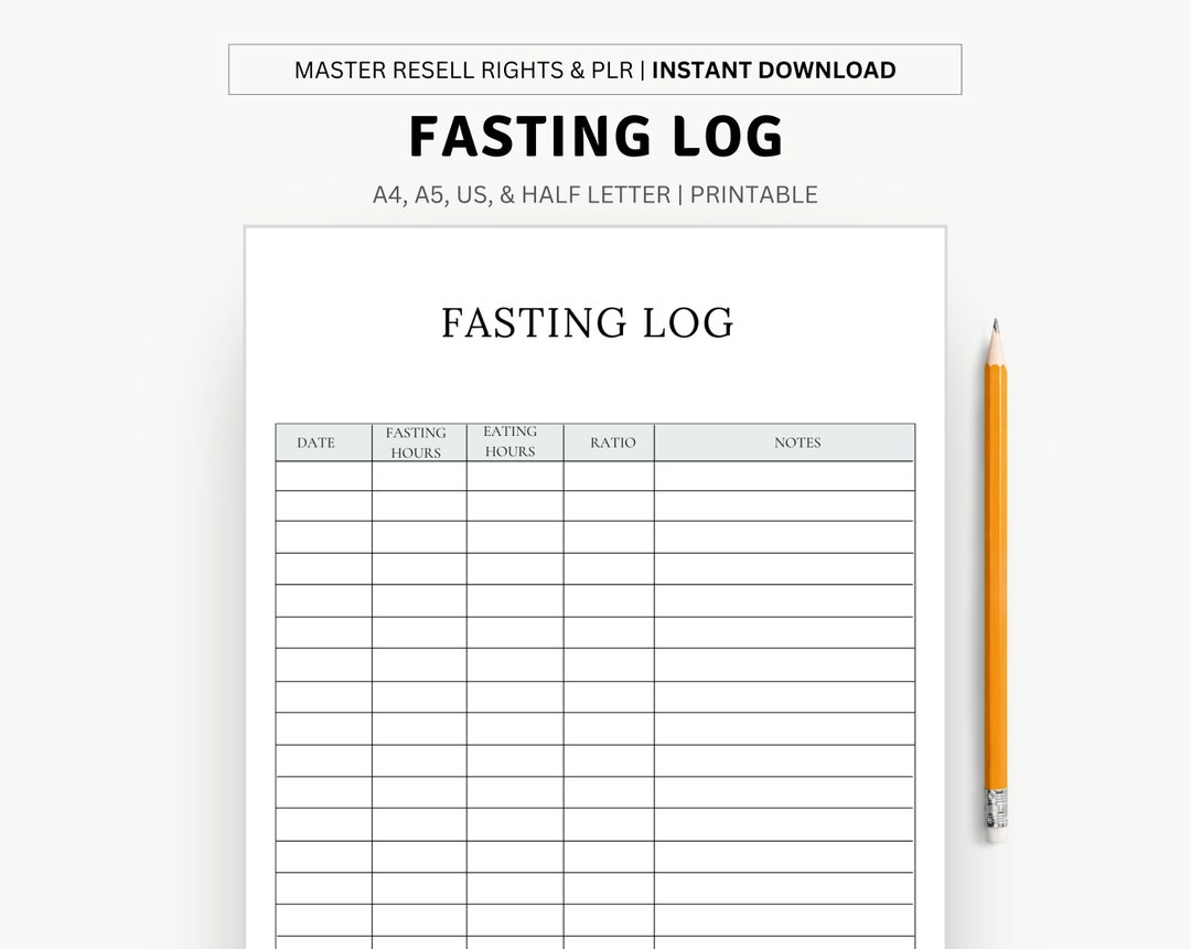 Printable Fasting Log Planner - Track Your Journey to Health and ...