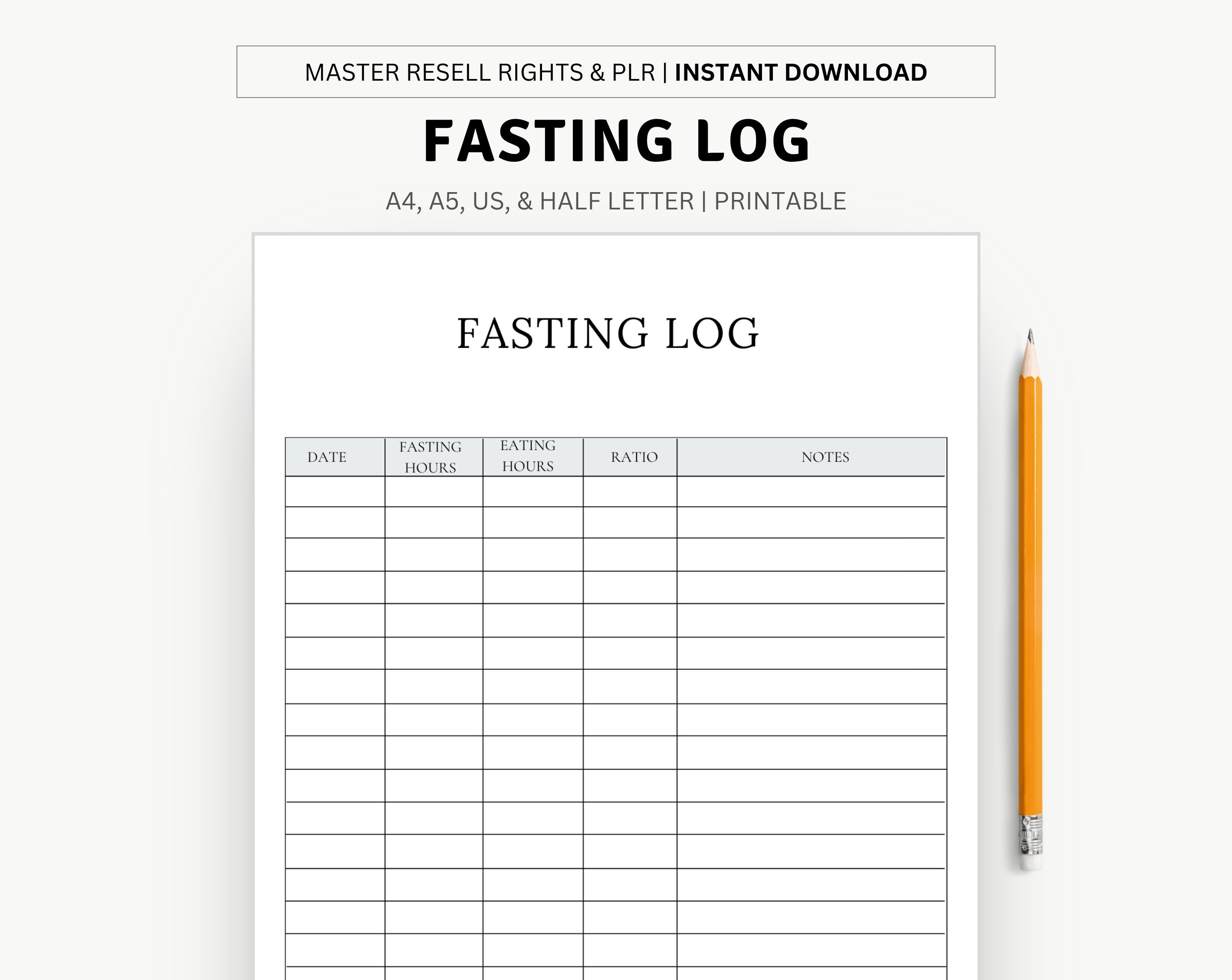 Printable Fasting Log Planner - Track Your Journey to Health and ...