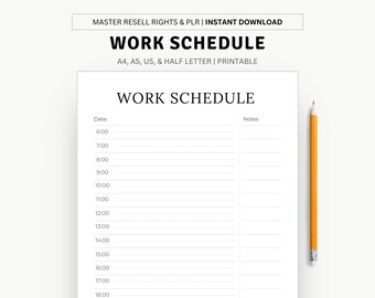 Work Schedule / Printable Digital Download / Printable Organizer ...