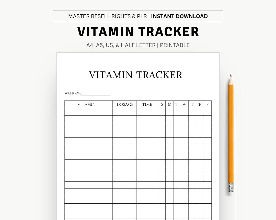 Printable Vitamin Tracker Planner - Achieve Your Health Goals With Our ...