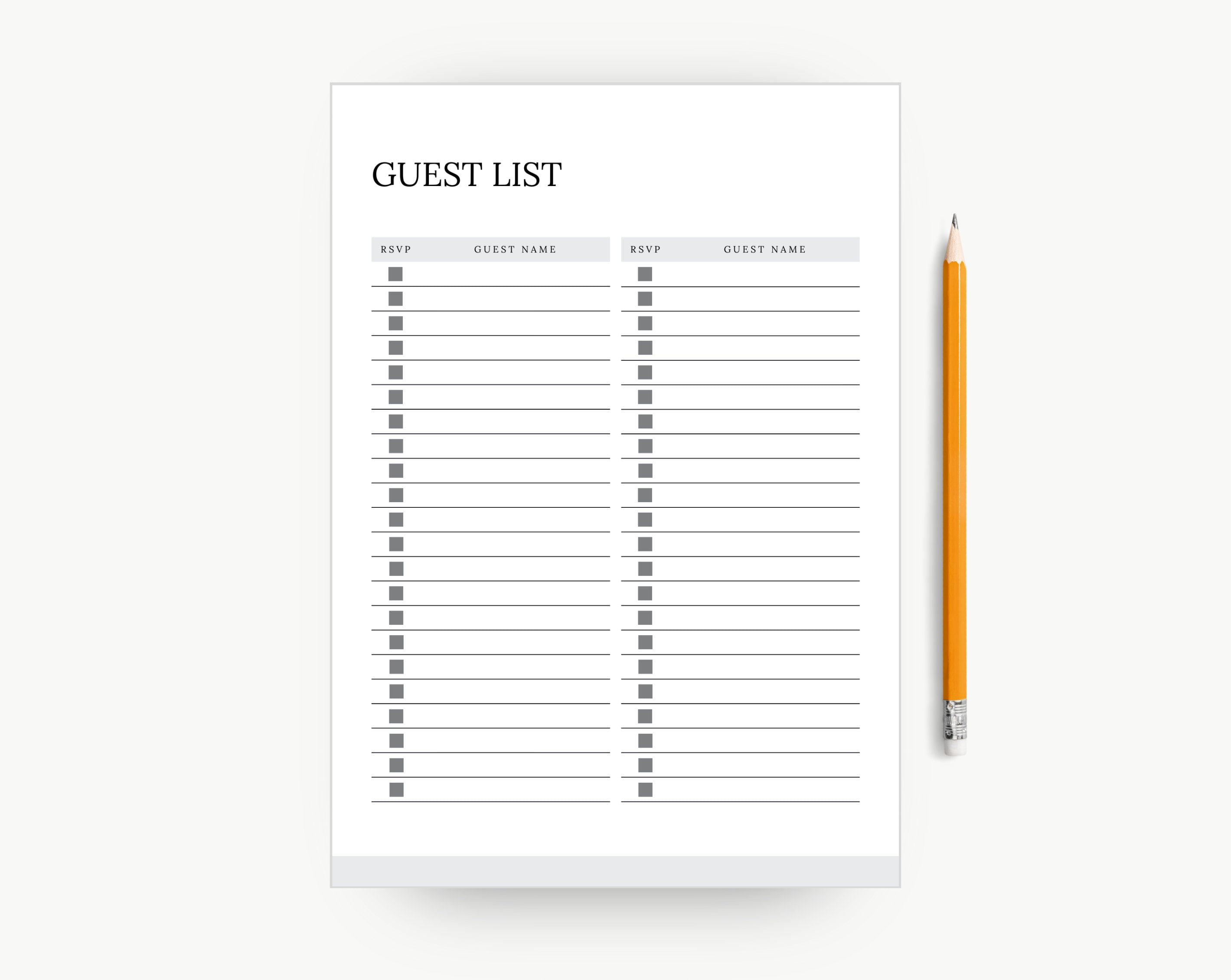 Customizable Guest List Printables Instant Download for Memorable ...