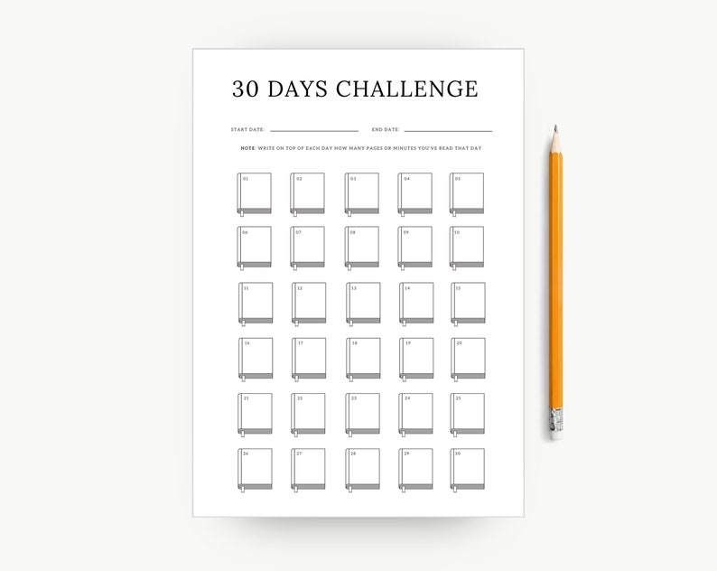 30 Day Reading Challenge Goal Setting Progress Tracker Habit Forming A4 ...