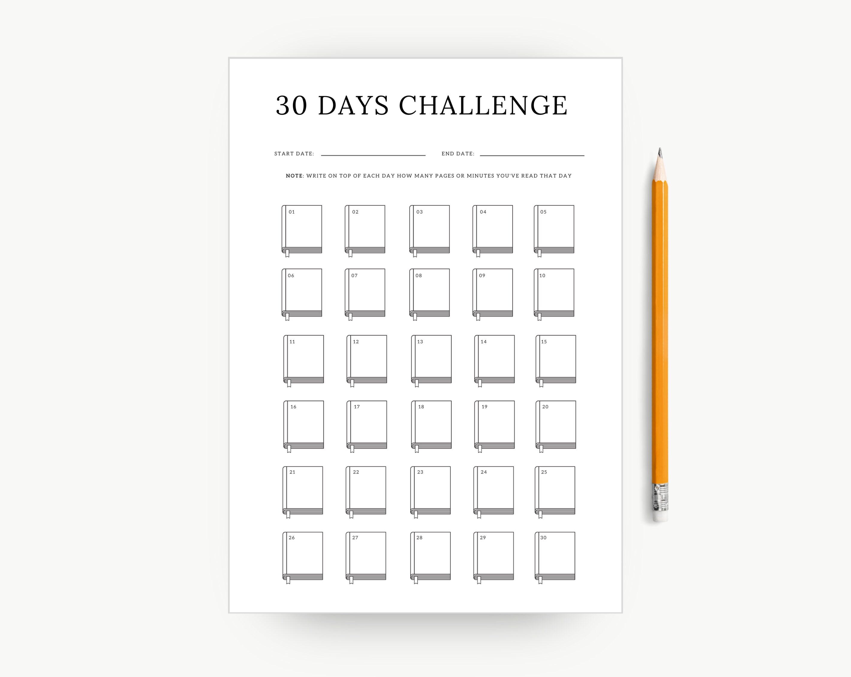 30 Day Reading Challenge Goal Setting Progress Tracker Habit Forming A4 ...