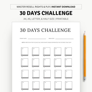 30 Day Reading Challenge Goal Setting Progress Tracker Habit Forming A4 ...