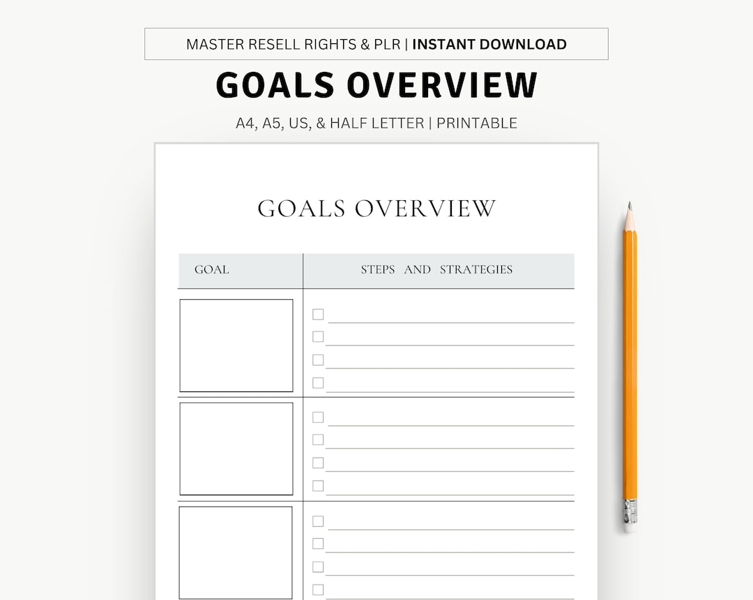Printable Personal Goals Overview Growth Planners - A4, A5, US Letter ...