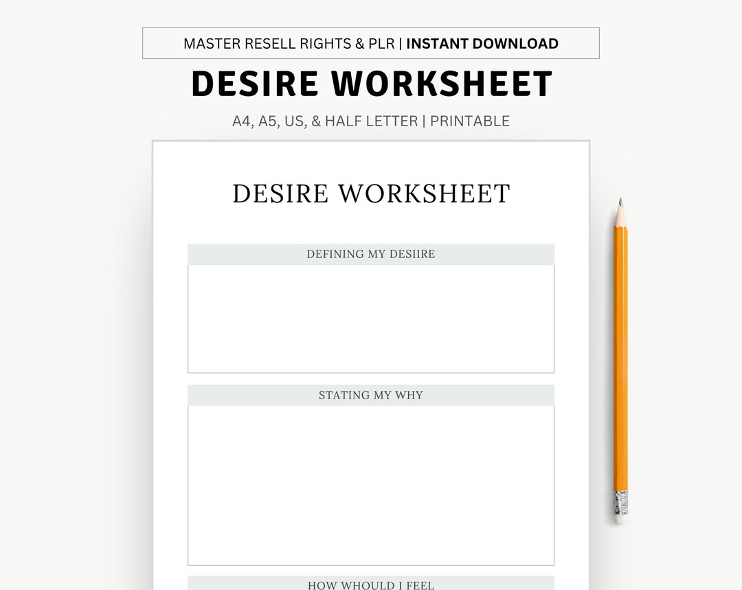 Desire Worksheet Planner, Defining My Desire Planner, Home & Office USE ...