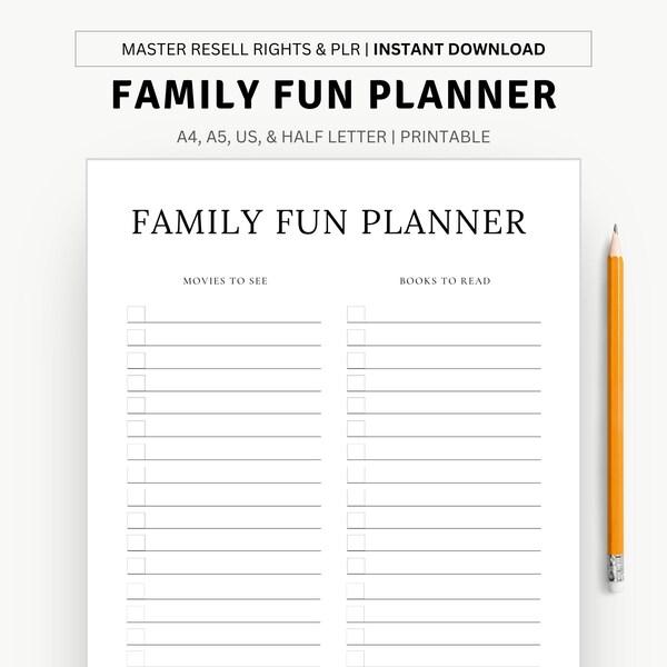 Family Fun Planner - Etsy