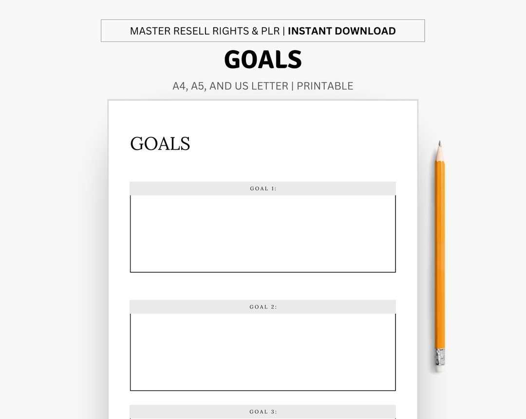 Top 3 Goals Yearly Goals Quarterly Goals Monthly Goals Weekly Goals A4 ...