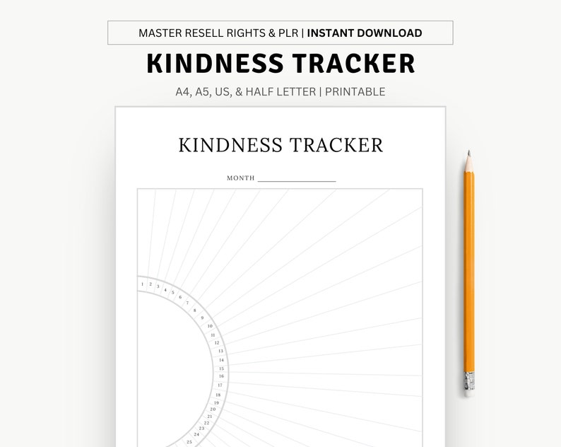 Printable Kindness Tracker Planners - A4, A5, US Letter, Half Letter ...