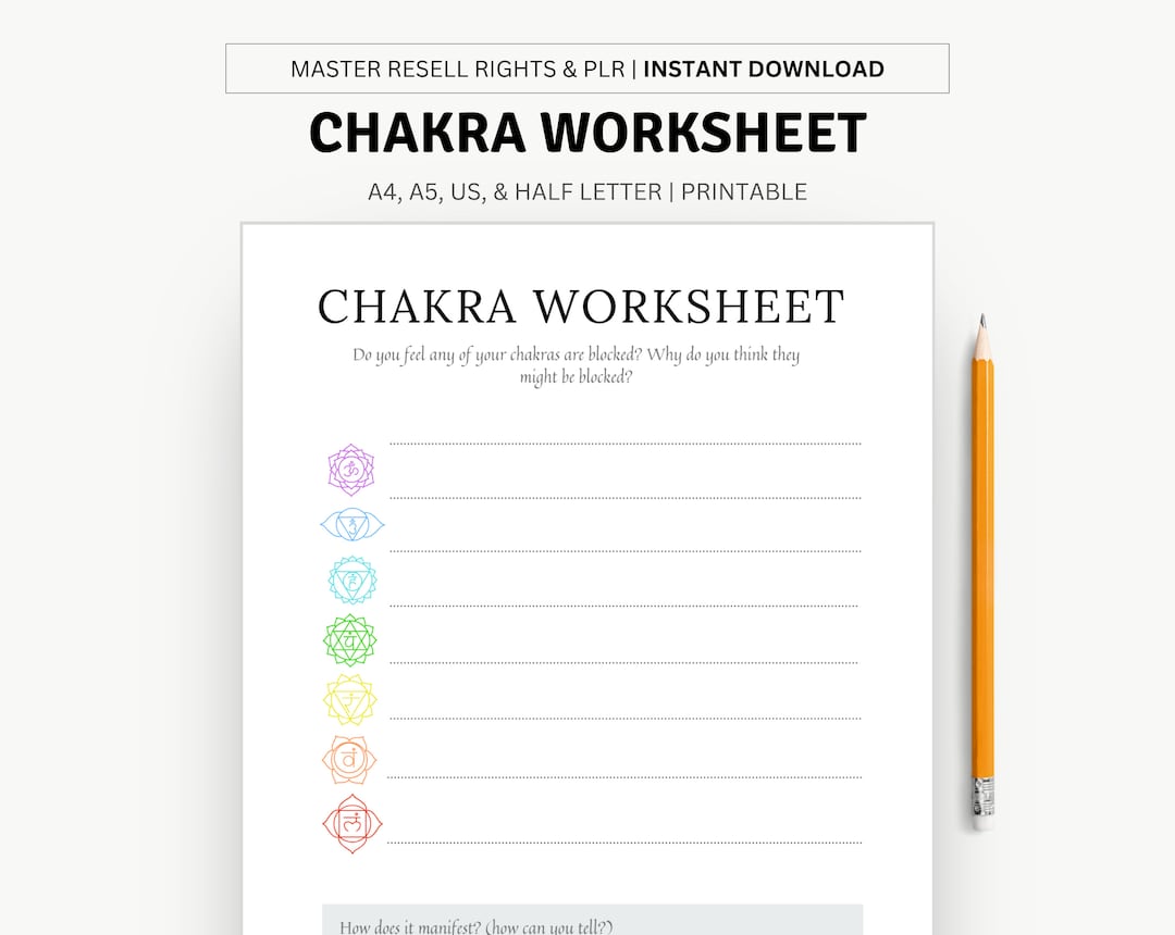 Chakra Worksheet Printable: Balance Your Energies With This Instant ...