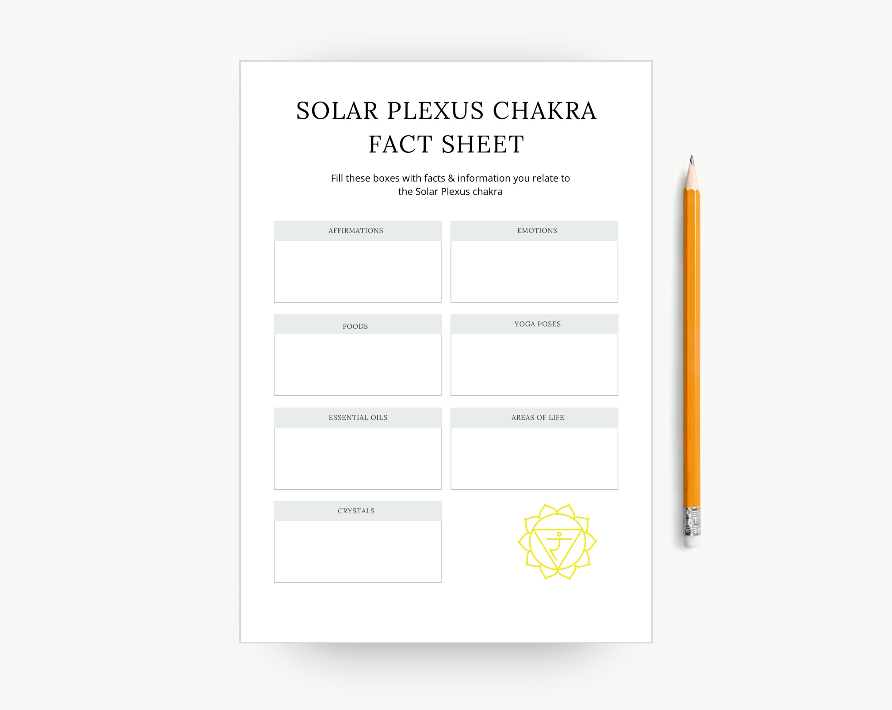 Printable Solar Plexus Chakra Fact Sheet A4, A5, US Letter, Half Letter ...