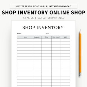 Inventory Tracker, Online Shop Planner, Inventory Management Form ...