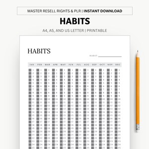 Monthly Habit Tracker Printable 12 Month Habit Tracker Template Routine ...