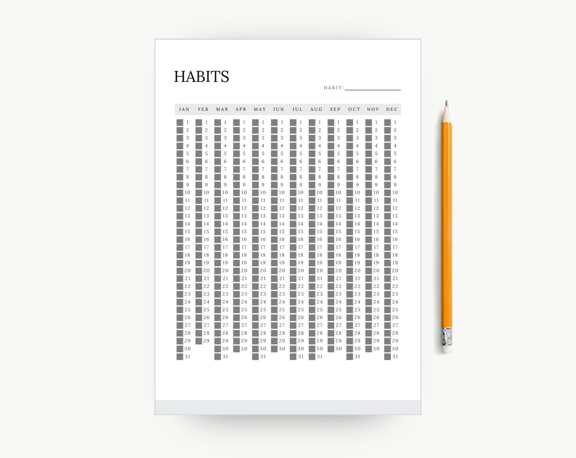 Monthly Habit Tracker Printable 12 Month Habit Tracker Template Routine ...