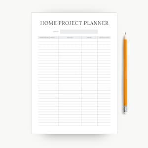 Printable Home Project Planner Page - A4, A5, US Letter, Half Letter ...