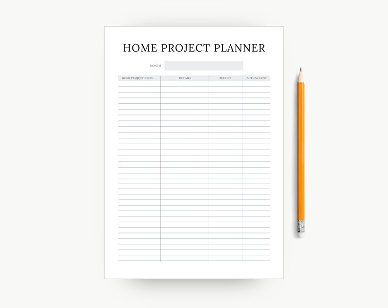 Printable Home Project Planner Page - A4, A5, US Letter, Half Letter ...