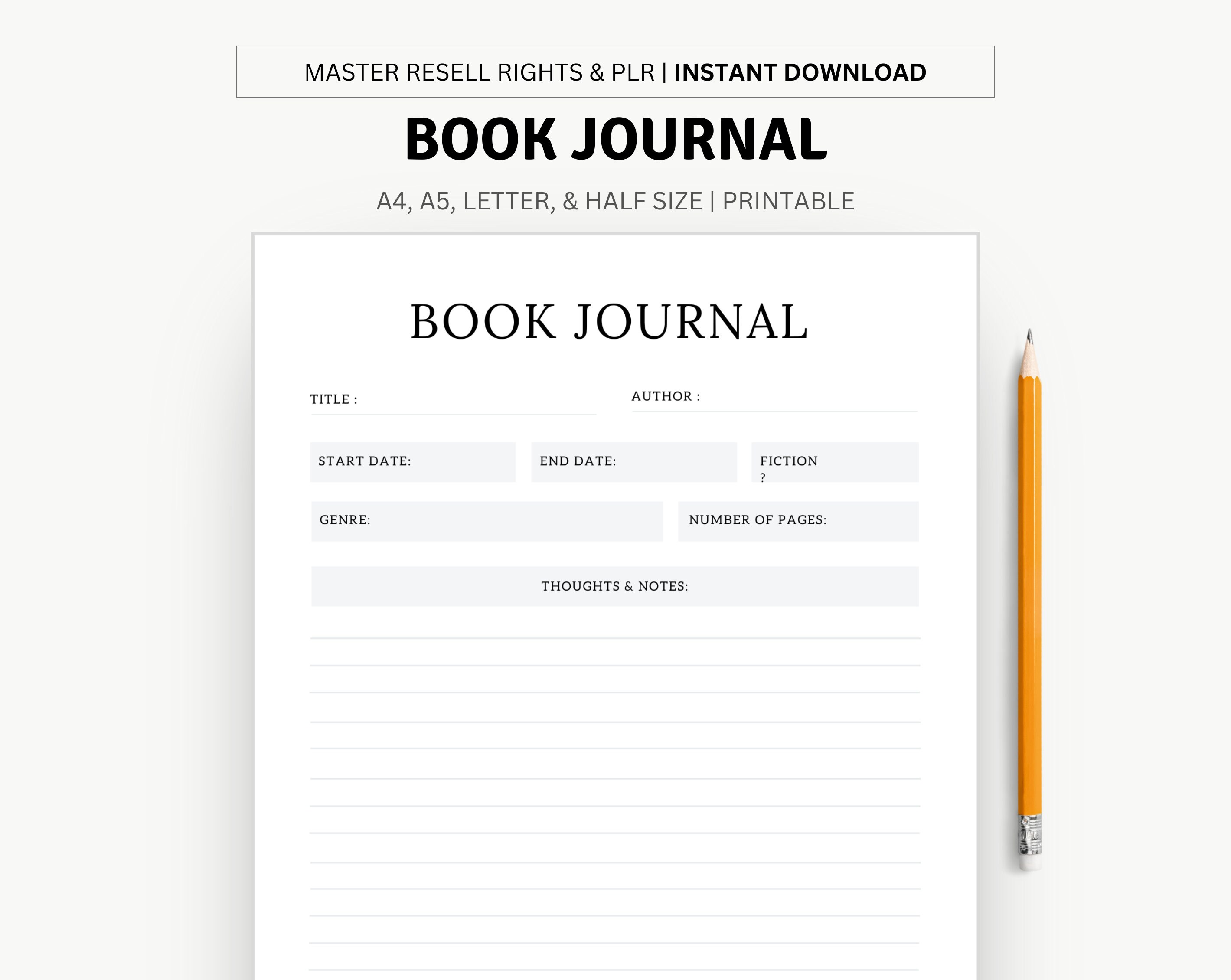 Printable Book Journal Instant Download for Ultimate Reading Experience ...