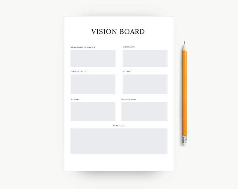Vision Board Printable Planner Page - Download Now for Creative ...