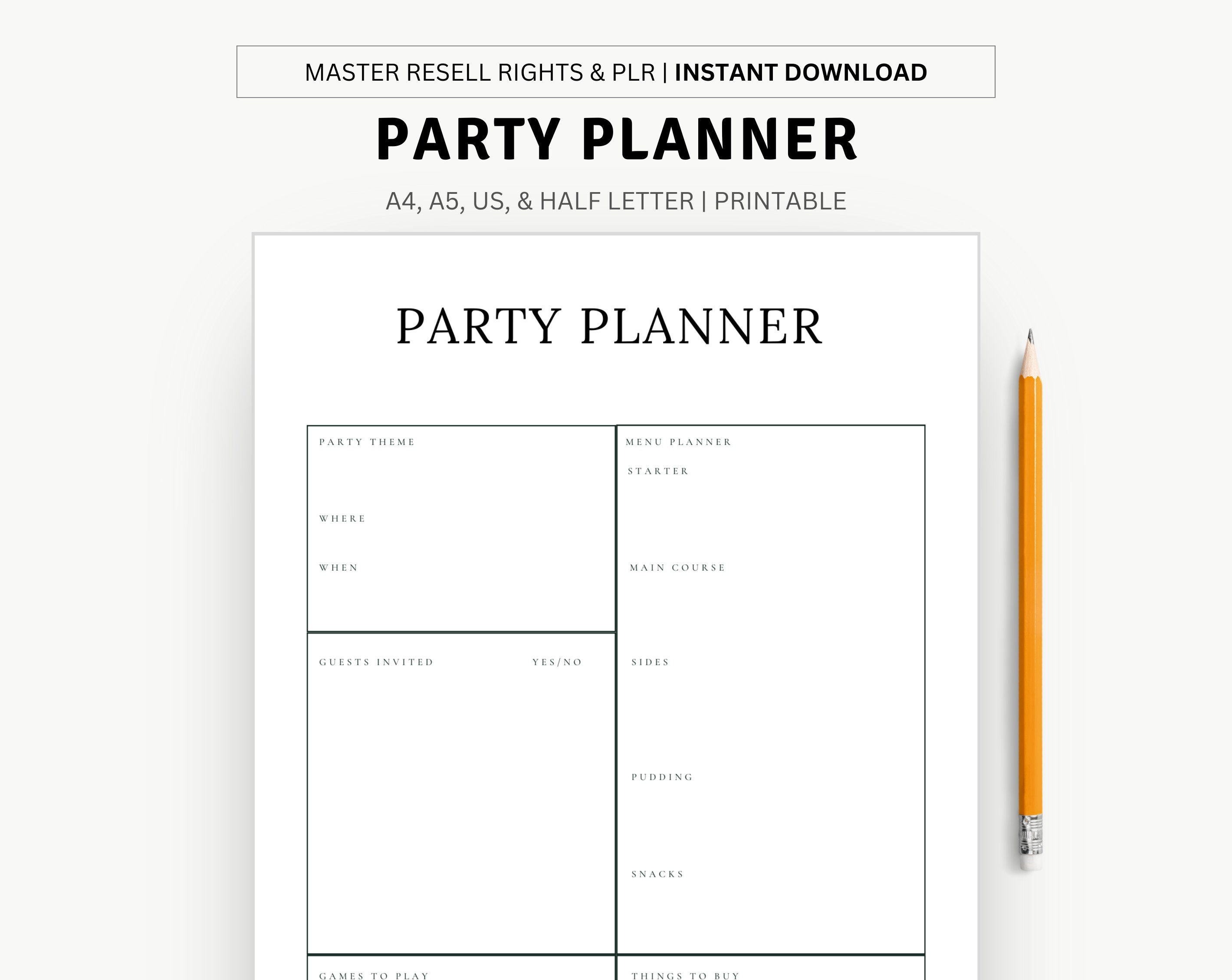 Printable Party Planner Page, Birthday Planner, Party Planning Template ...