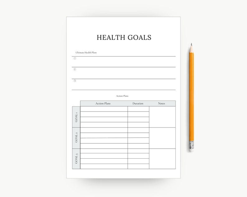 Ultimate Printable Health Goals Planner Achieve Wellness Milestones ...