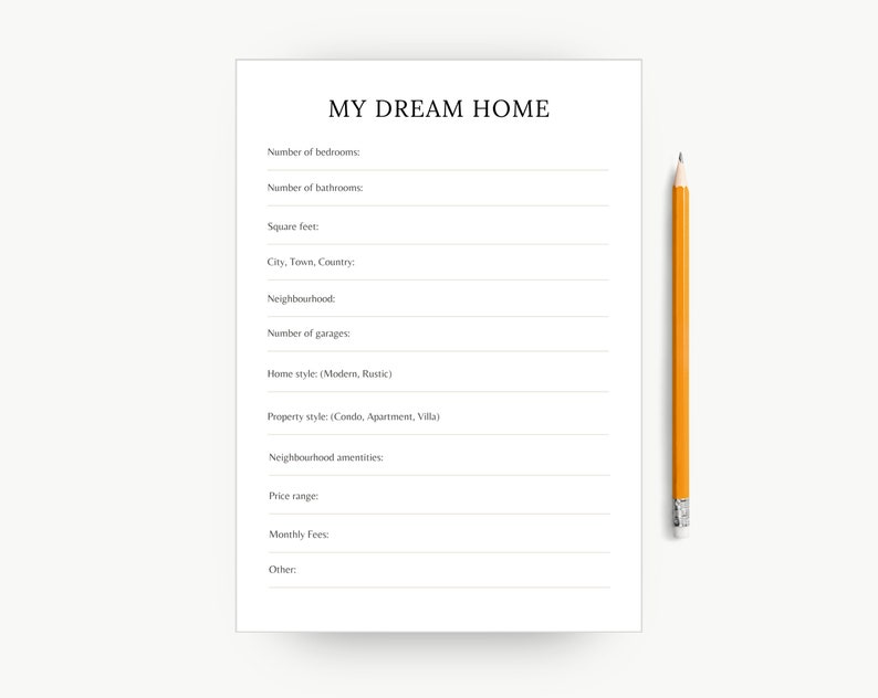 My Dream Home Printable Planner Pages Daily Productivity Work Sheet ...